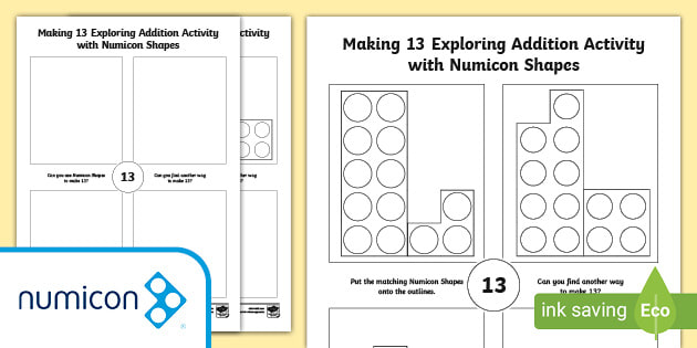 👉 Making 13 Exploring Addition Activity with Numicon Shapes